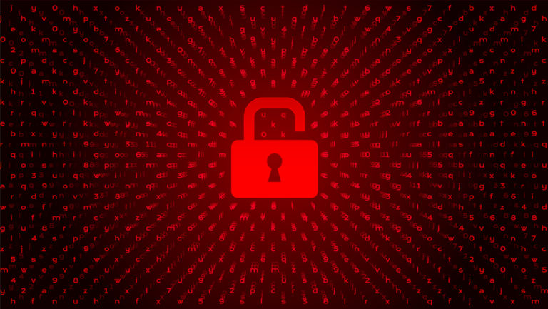 Digital Binary Code on Dark BG with Lock • Cybersäkerhet och IT-säkerhet